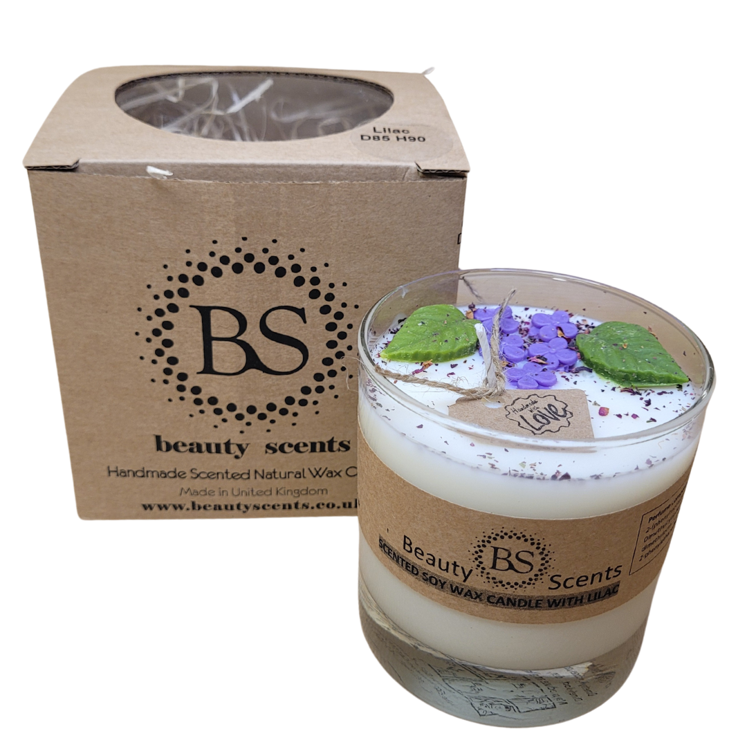 Large Glass Candles With Lilac – Beauty Scents Candles